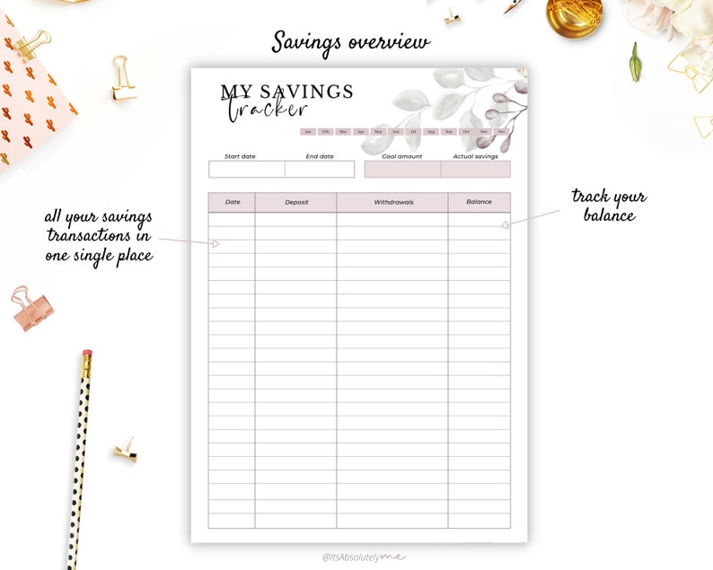 Savings Tracker, Savings Challenge, Savings Goal With Savings Template ...