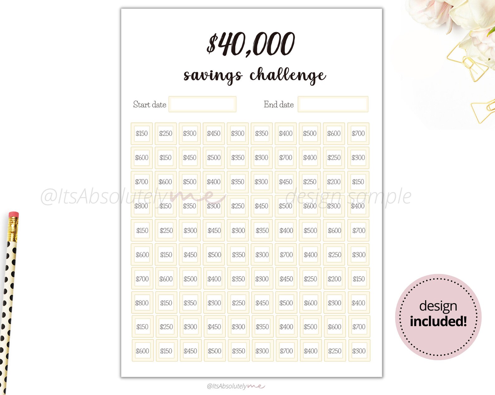 40K Tracker, Savings Challenge, Money Challenge, Saving Challenge ...