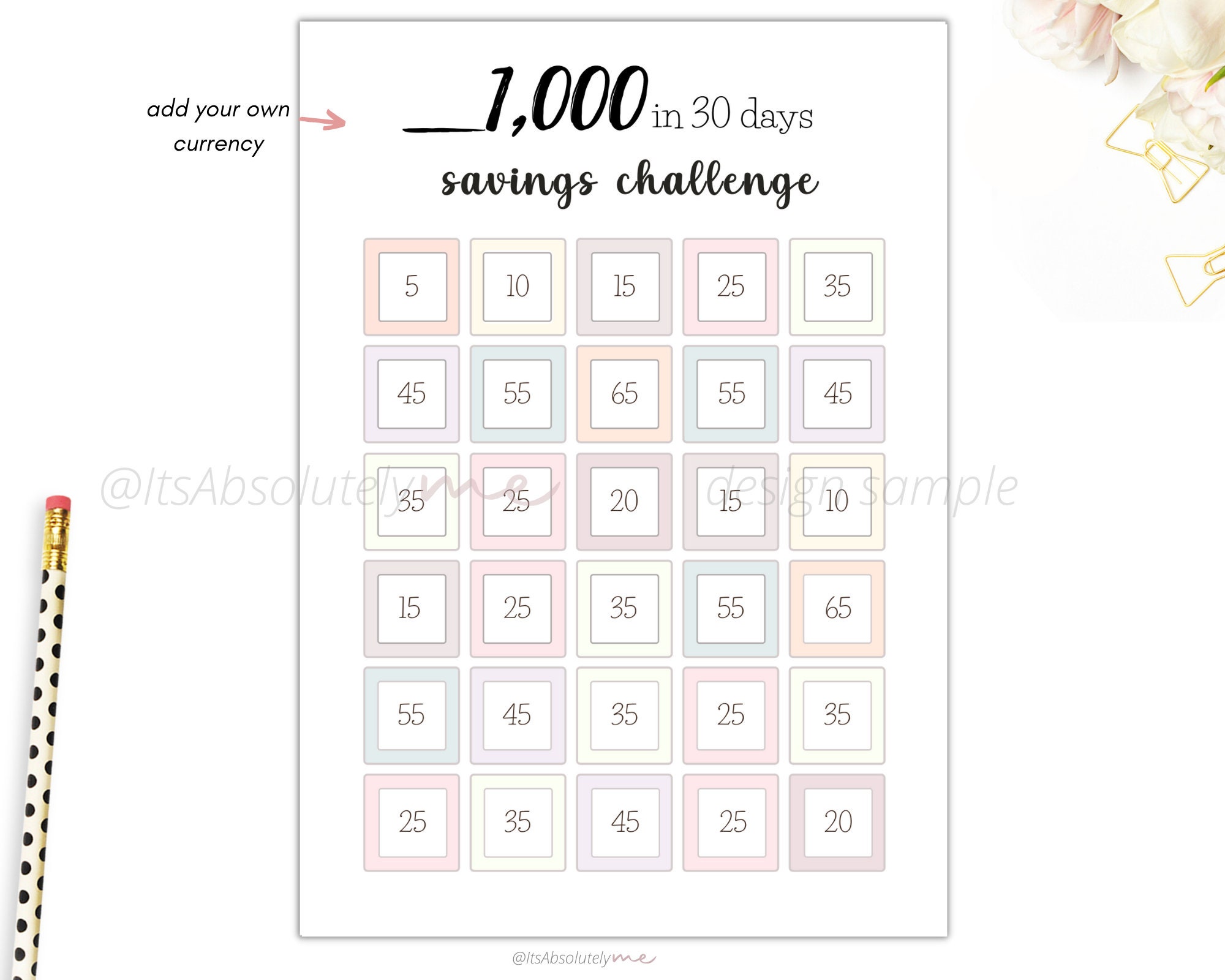 1000 Savings Challenge Savings Tracker 1000 Monthly - Etsy