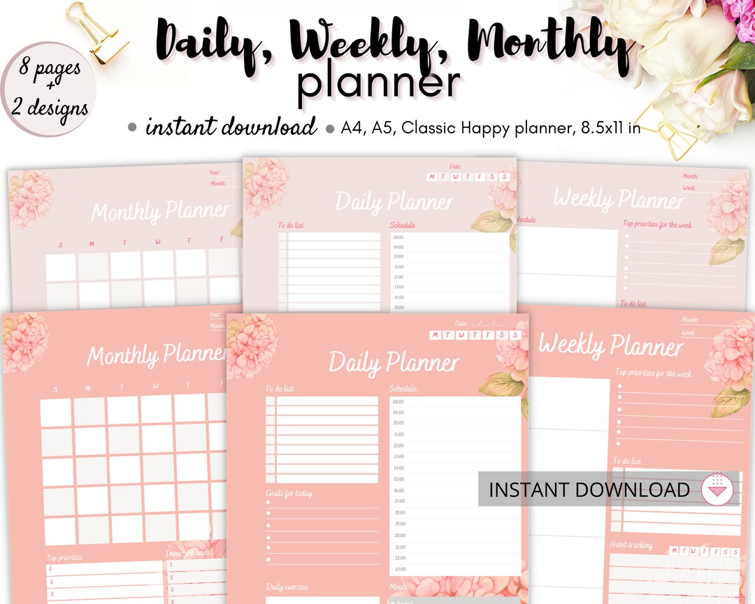 2022 Weekly Planner, Printable to Do List and Hourly Planner, Undated ...
