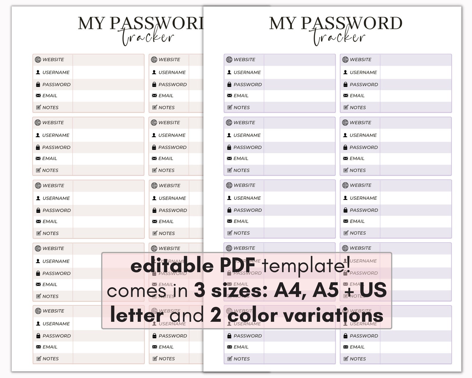 Password Tracker, Digital Password Tracker, Password Tracker Printable ...