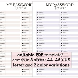 Password Tracker, Digital Password Tracker, Password Tracker Printable ...