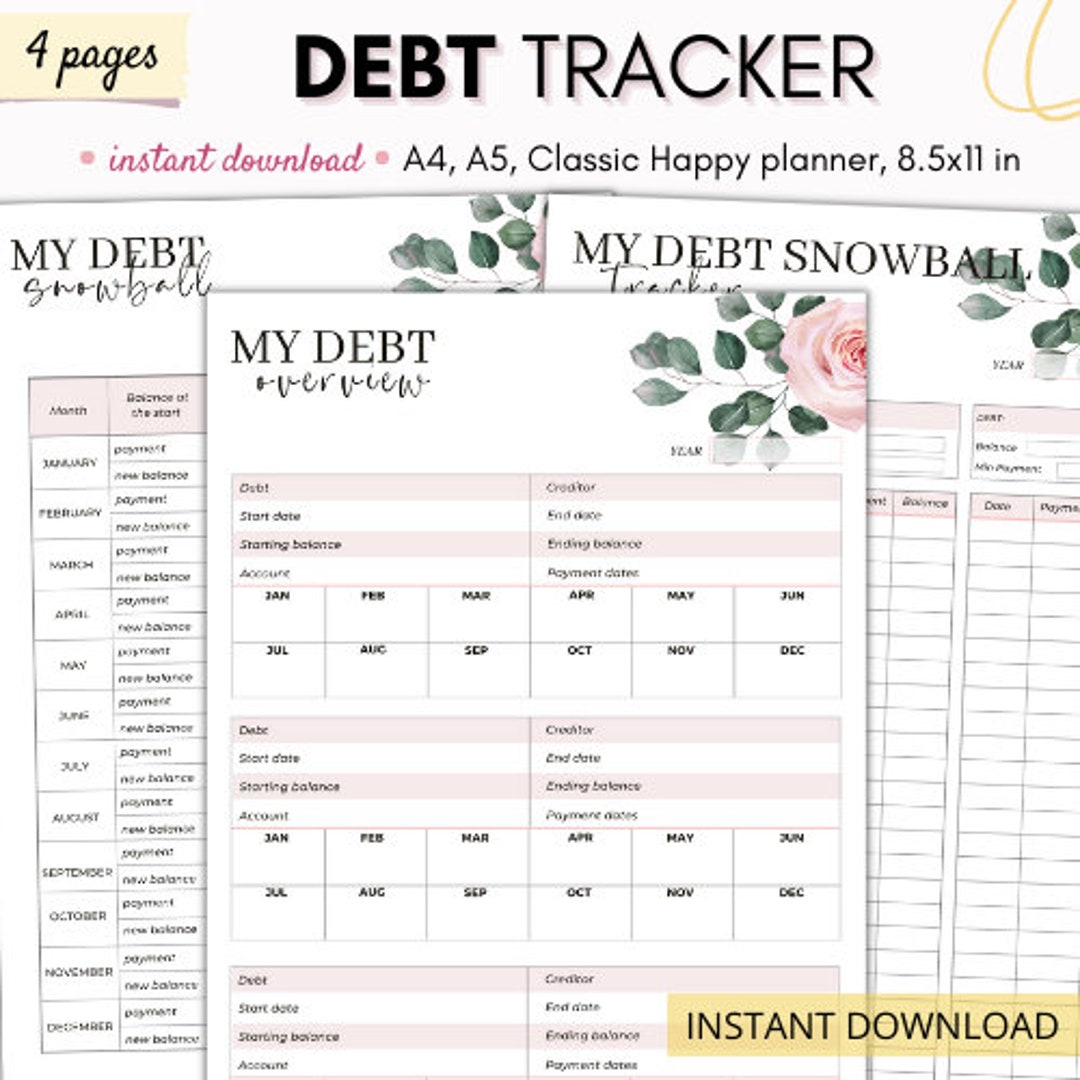 Debt Snowball, Debt Tracker, Debt Payoff, Debt Payment Tracker, Debt ...