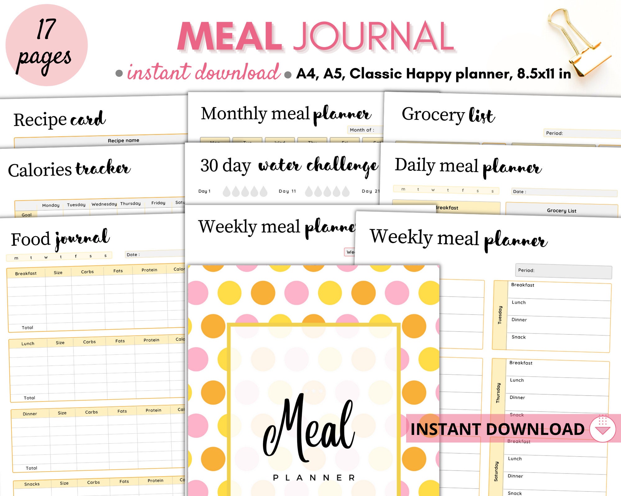 Meal Planner Food Journal Meal Prep Planner Meal Plan | Etsy