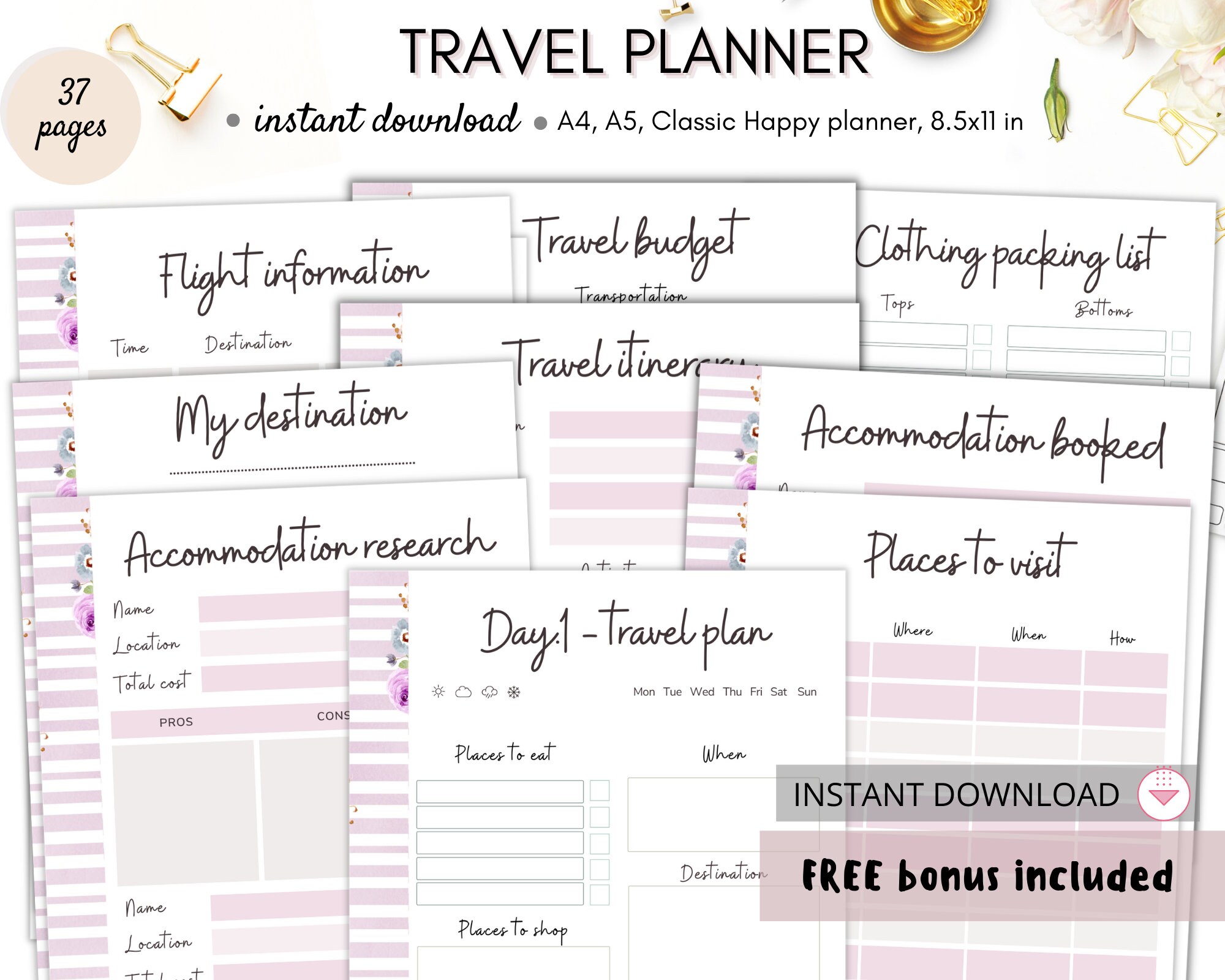 Travel Planner, a Printable Travel Planner to Help You Plan a Stress ...