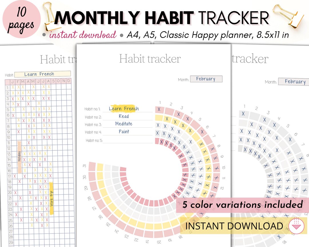Daily Habit Tracker, Habit Tracker, Habit Tracker Printable, Routine ...