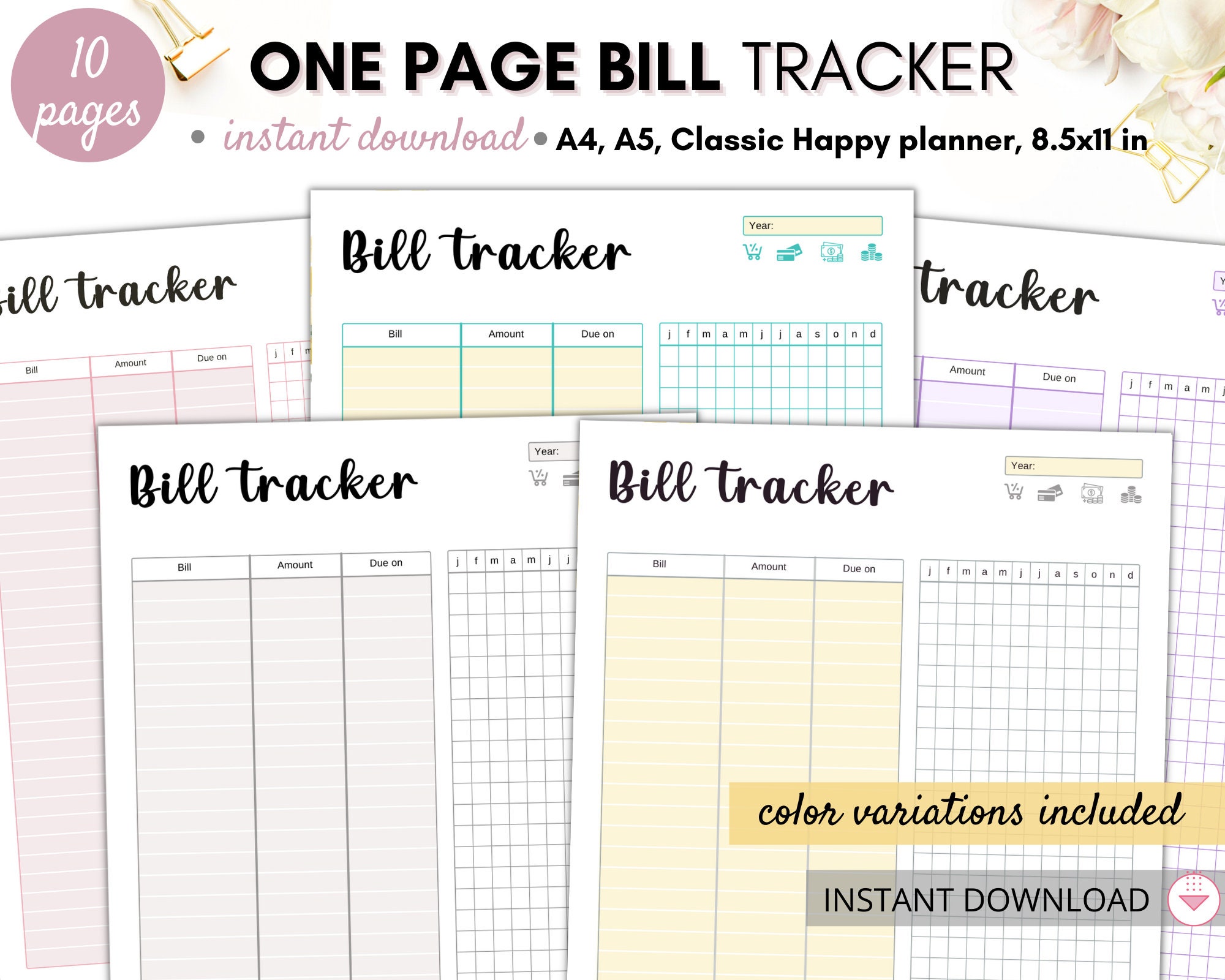 Bill Tracker, Bill Organizer, Spending Tracker, Finance Tracker ...