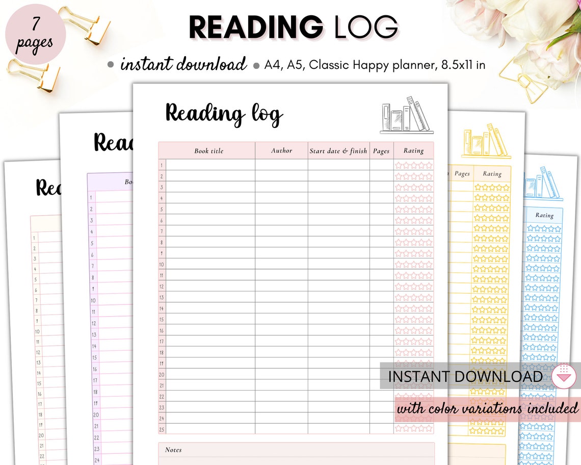 Reading Log Reading Tracker Book Tracker Monthly Reading - Etsy