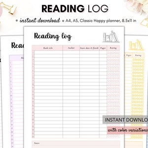 Reading Log, Reading Tracker, Book Tracker, Monthly Reading Log ...