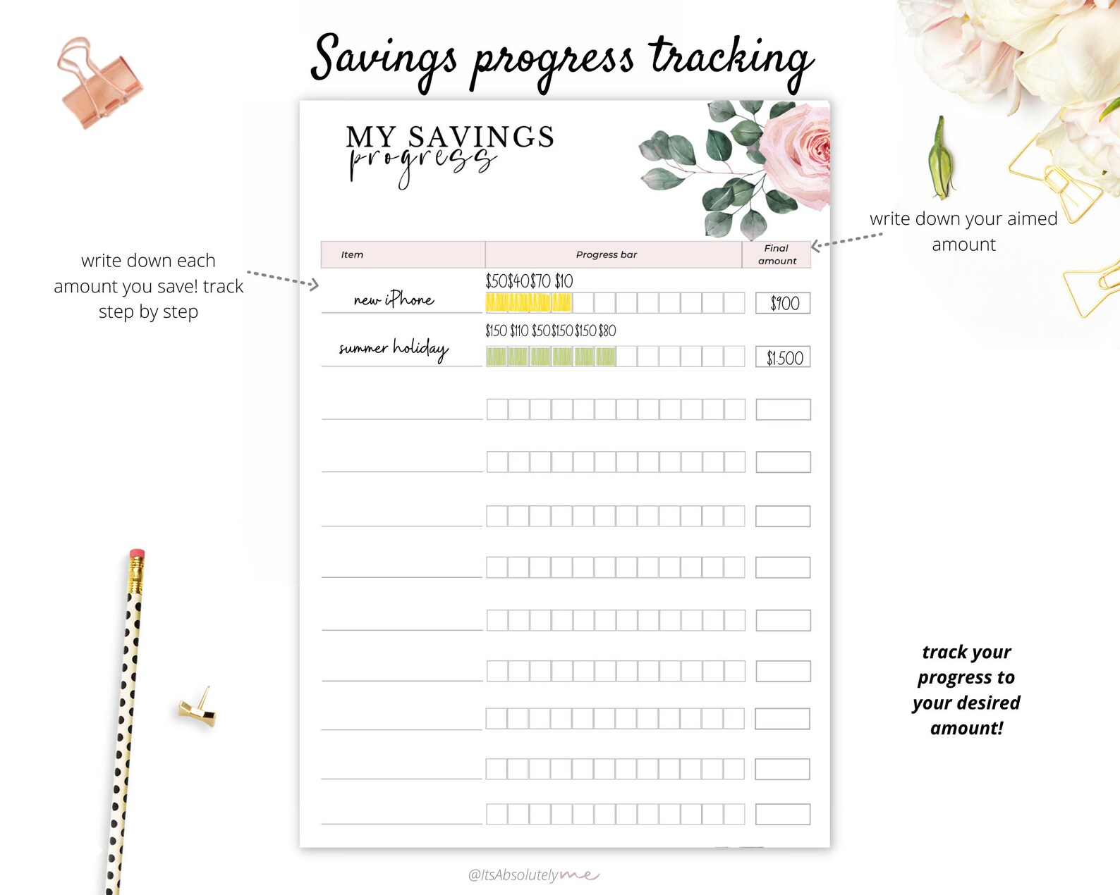Savings challenge Savings tracker Savings template Savings | Etsy