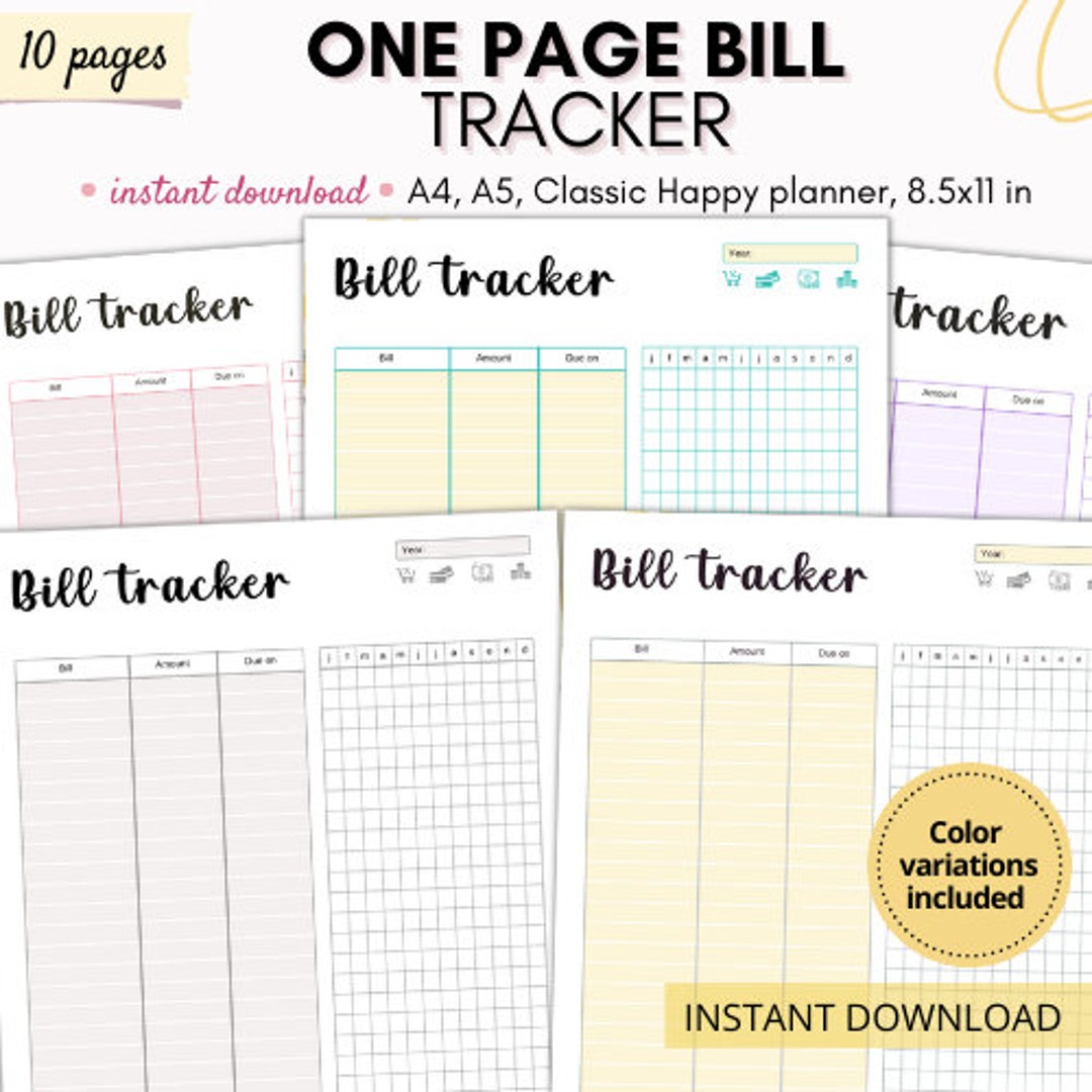Bill Tracker, Bill Organizer, Spending Tracker, Finance Tracker ...