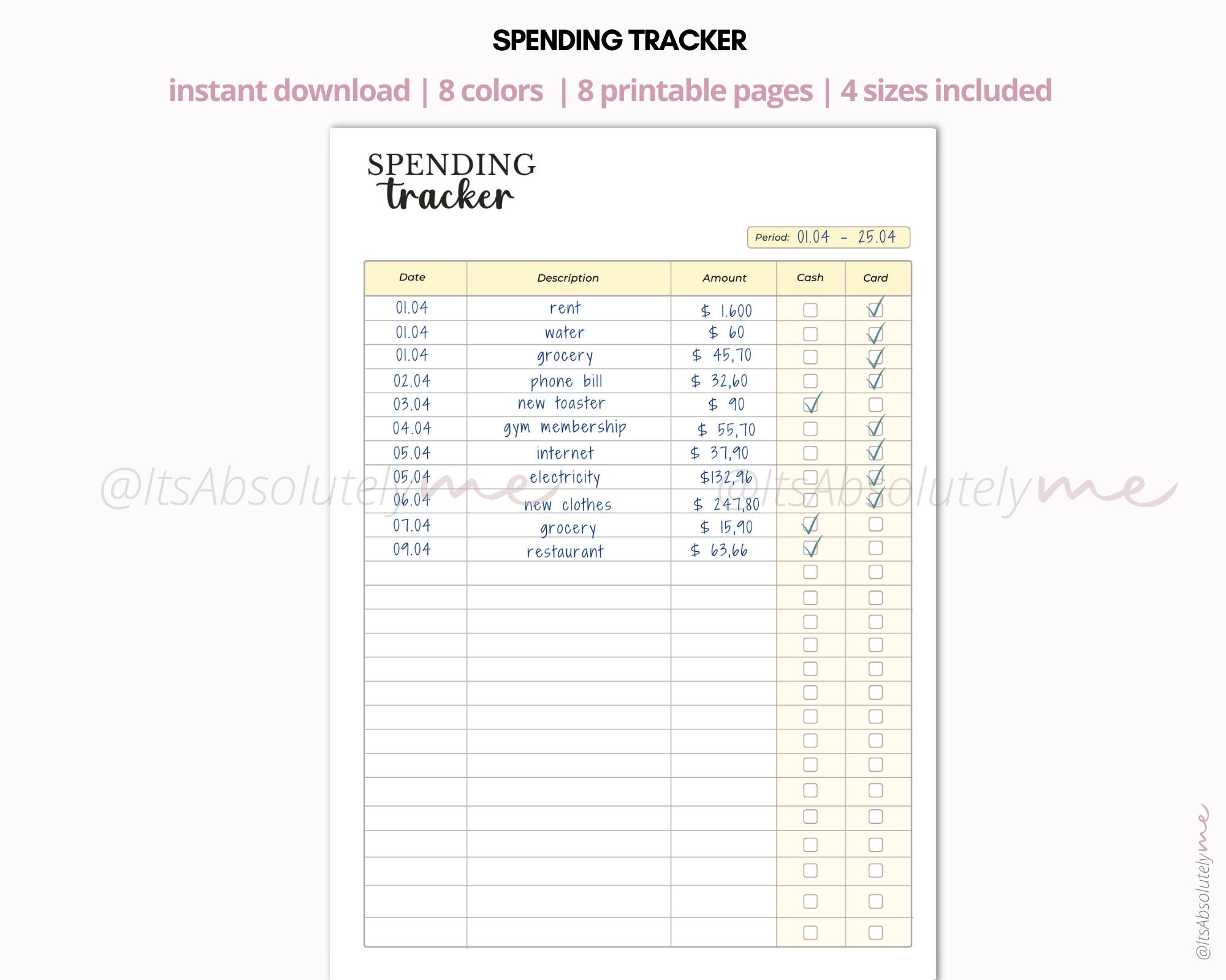 Spending Tracker Spending Log Expense Tracker Spending - Etsy