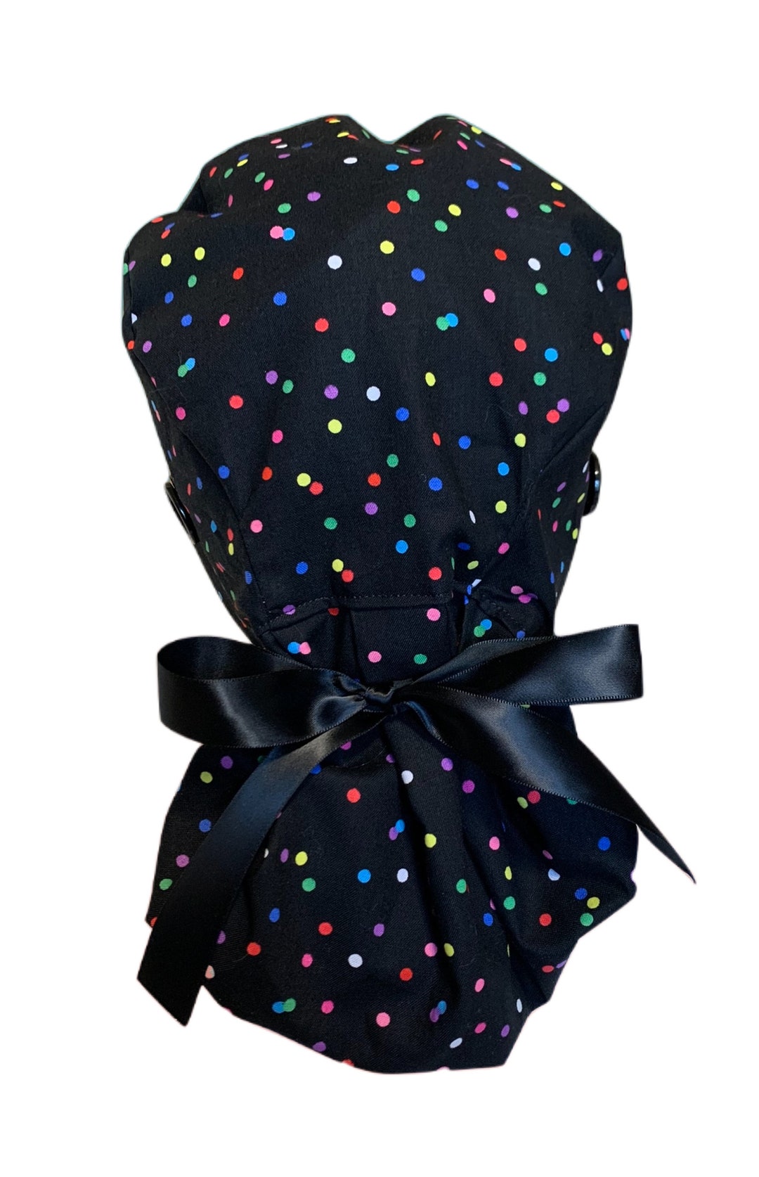 Black Surgical Cap SATIN LINED Long Hair Protection Medical Nurse Cover ...