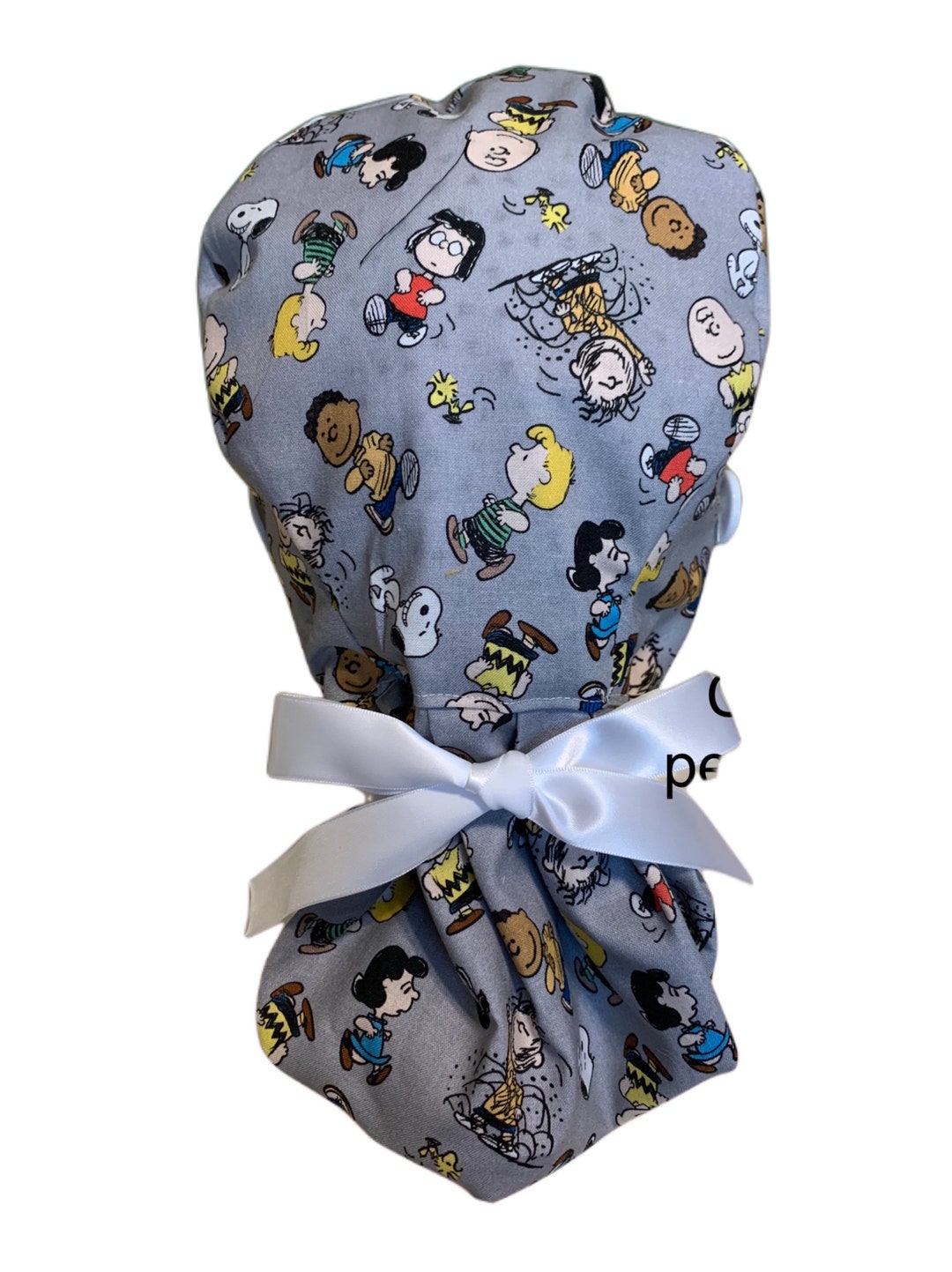 Snoopy Peanuts Hat SATIN or COTTON LINED. Nurse Ponytail Scrub Cap ...