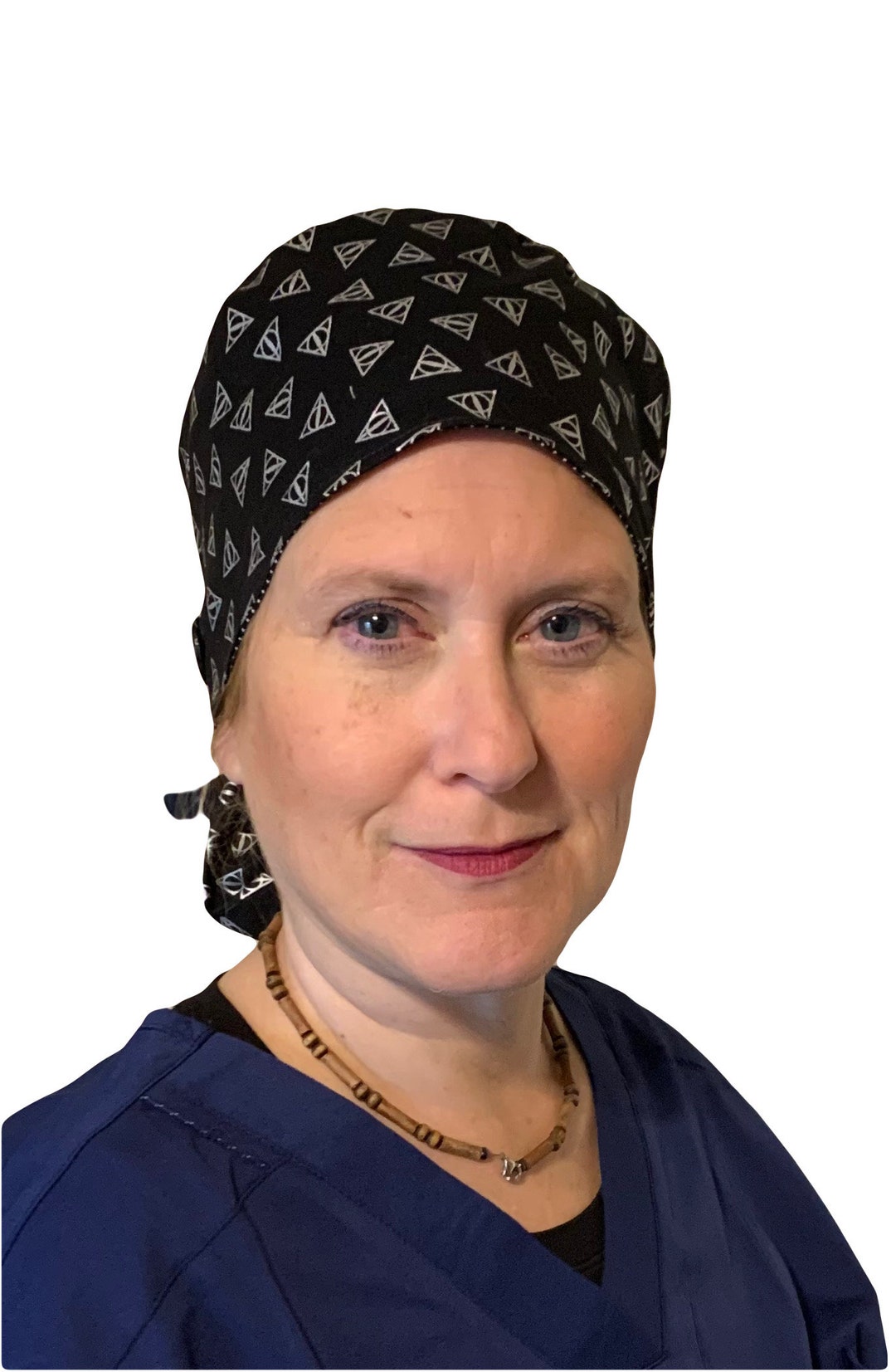 Harry Potter Deathly Hallow Satin Lined Ponytail Scrub Cap Hat Nurse ...