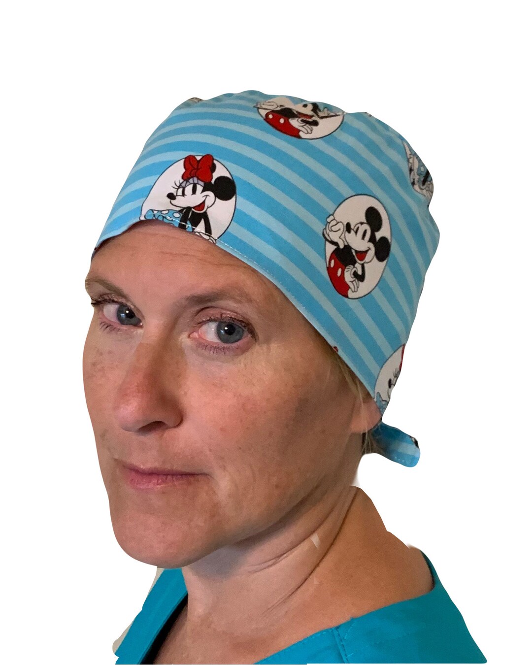 Mickey Mouse Disney Blue Medical Tie Back Scrub Cap Gift Hair ...