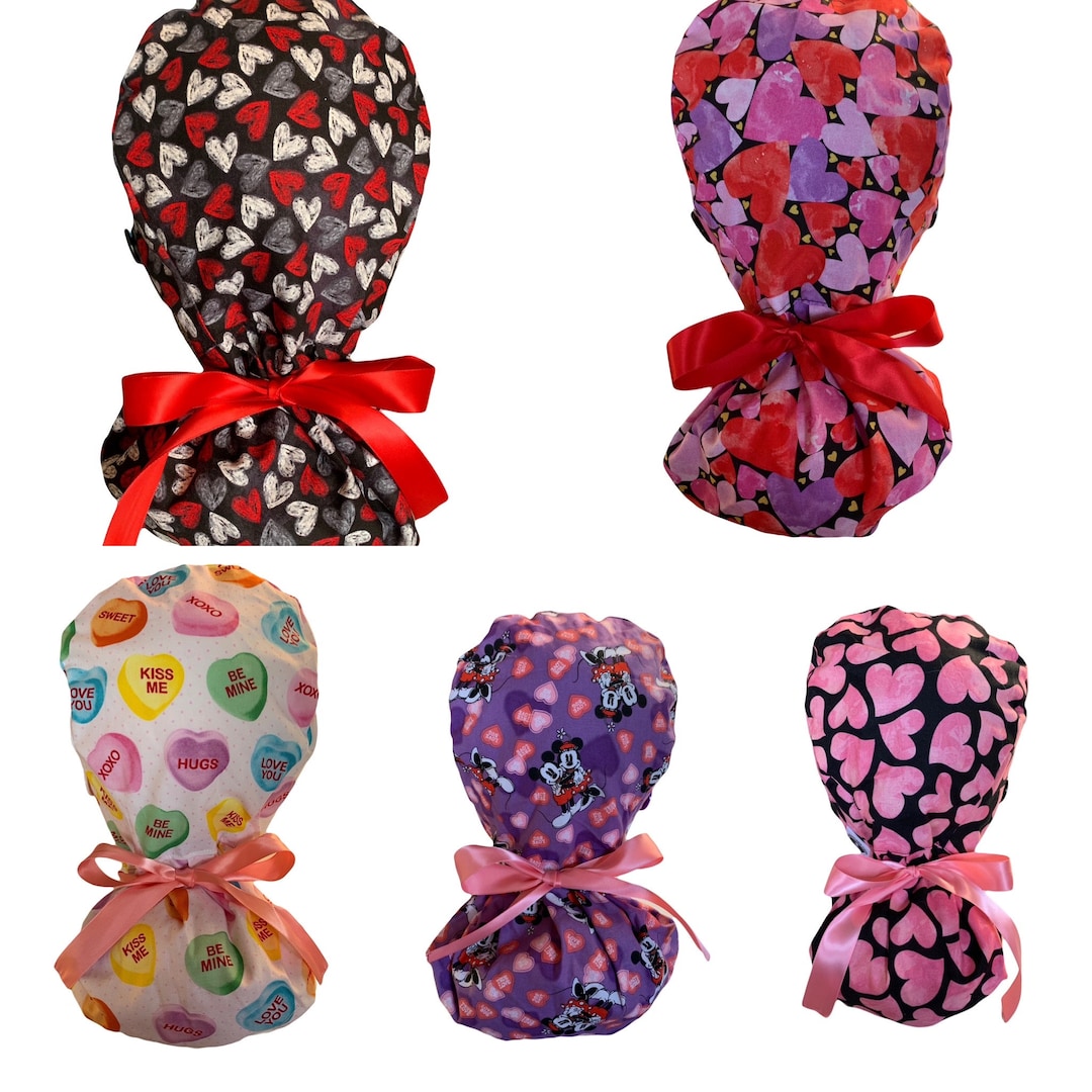 Valentine Heart Medical Hat Long Hair Protection Hat Cotton and Satin ...