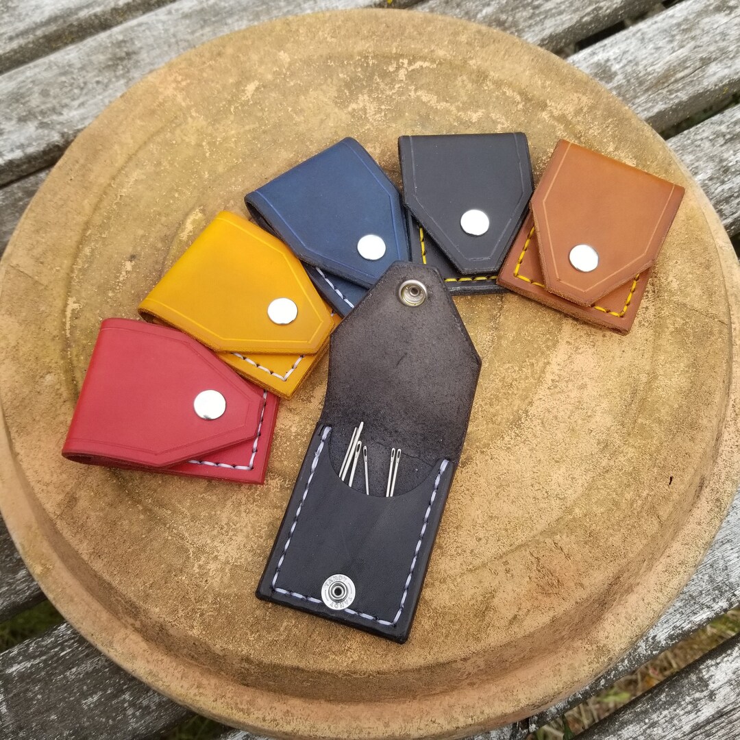 Leather Needle Snap Pouch - Etsy