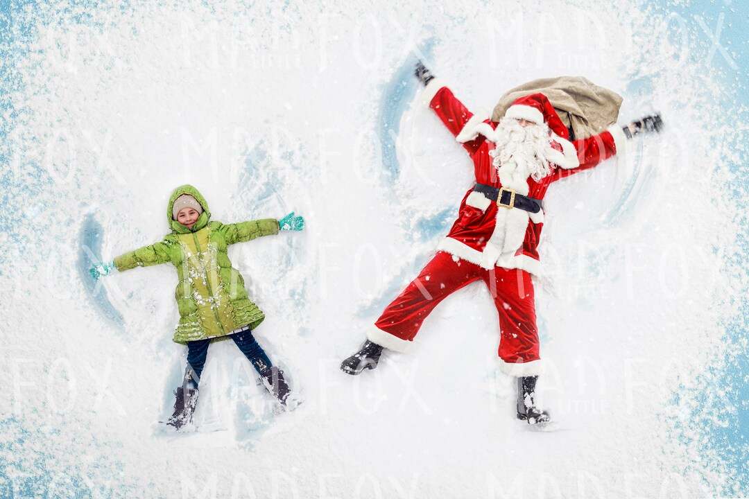 Christmas Snow Angel Santa Klaus Digital Background Backdrop - Etsy