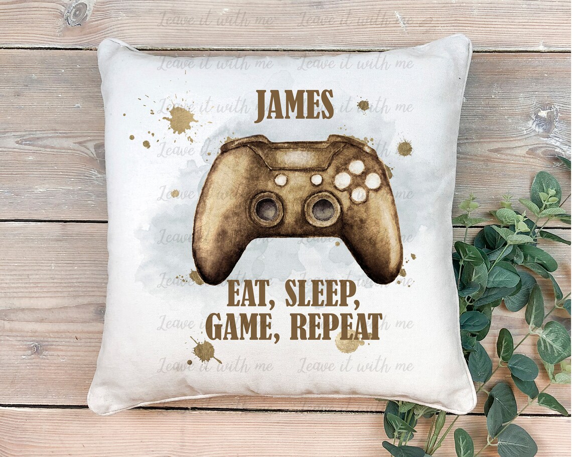 Personalised Gaming Cushion Eat Game Sleep Repeat Cushion - Etsy