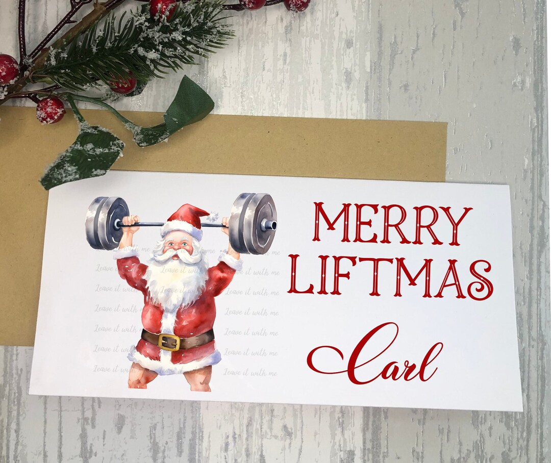 Personalised Gym Santa Clause Christmas Money Wallet and Envelope ...