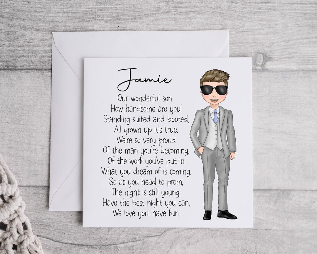 Personalised Male Prom Card | Prom Card for Son/grandson/nephew | Y11 ...