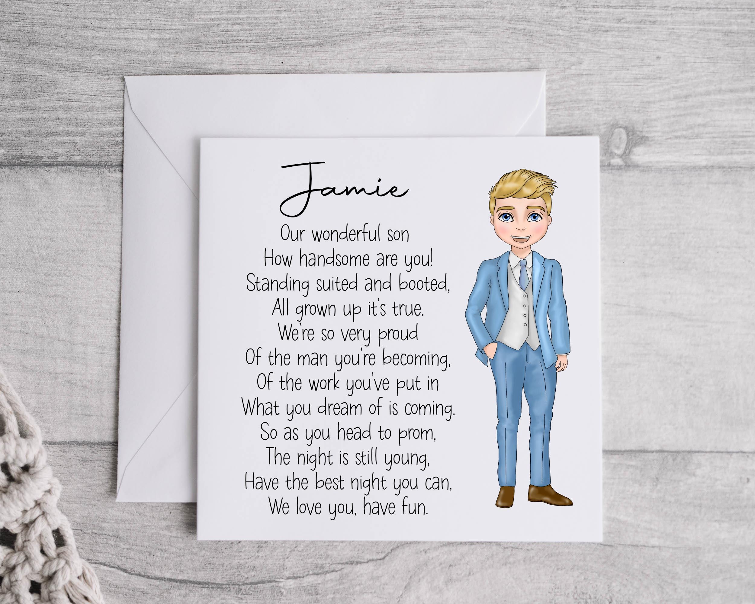 Personalised Male Prom Card | Prom Card for Son/grandson/nephew | Y11 ...