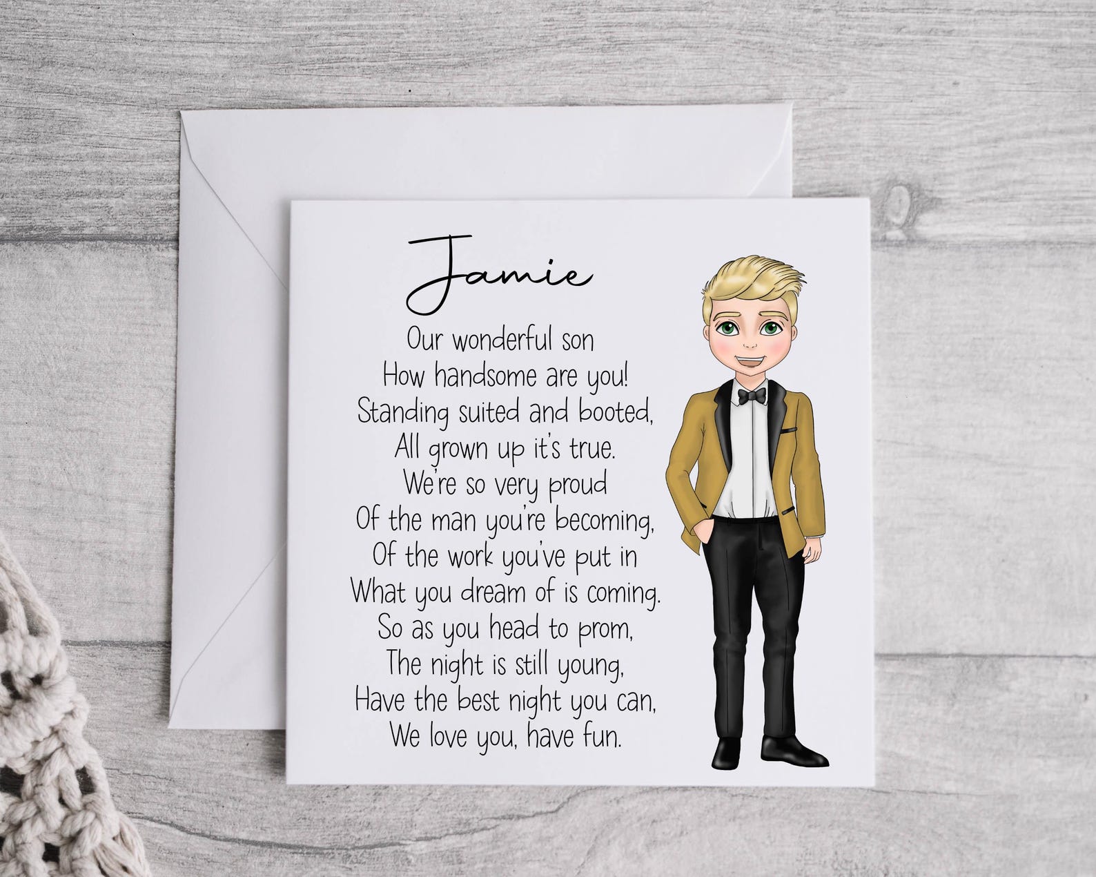 Personalised Male Prom Card | Prom Card for Son/grandson/nephew | Y11 ...