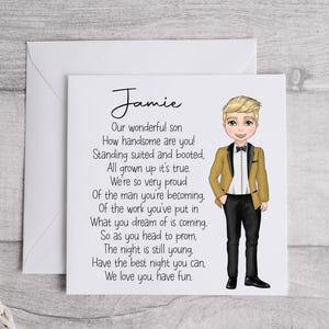 Personalised Male Prom Card | Prom Card for Son/grandson/nephew | Y11 ...