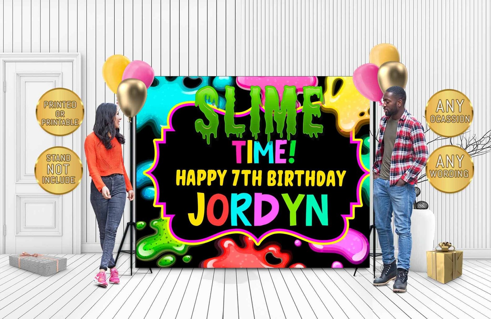 PRINTED Slime banner Slime backdrop Slime birthday Slime | Etsy