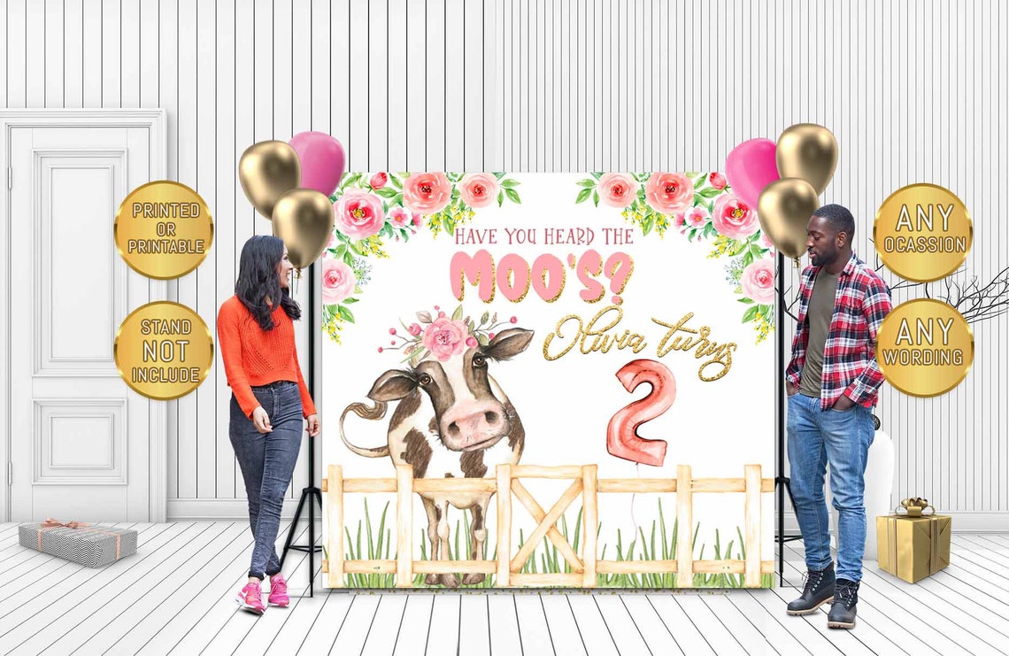 PRINTED or PRINTABLE Cow backdrop cow cow banner farm | Etsy