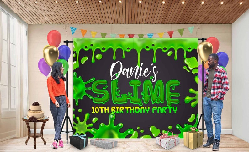 PRINTED Slime Banner Slime Backdrop Slime Birthday Slime | Etsy
