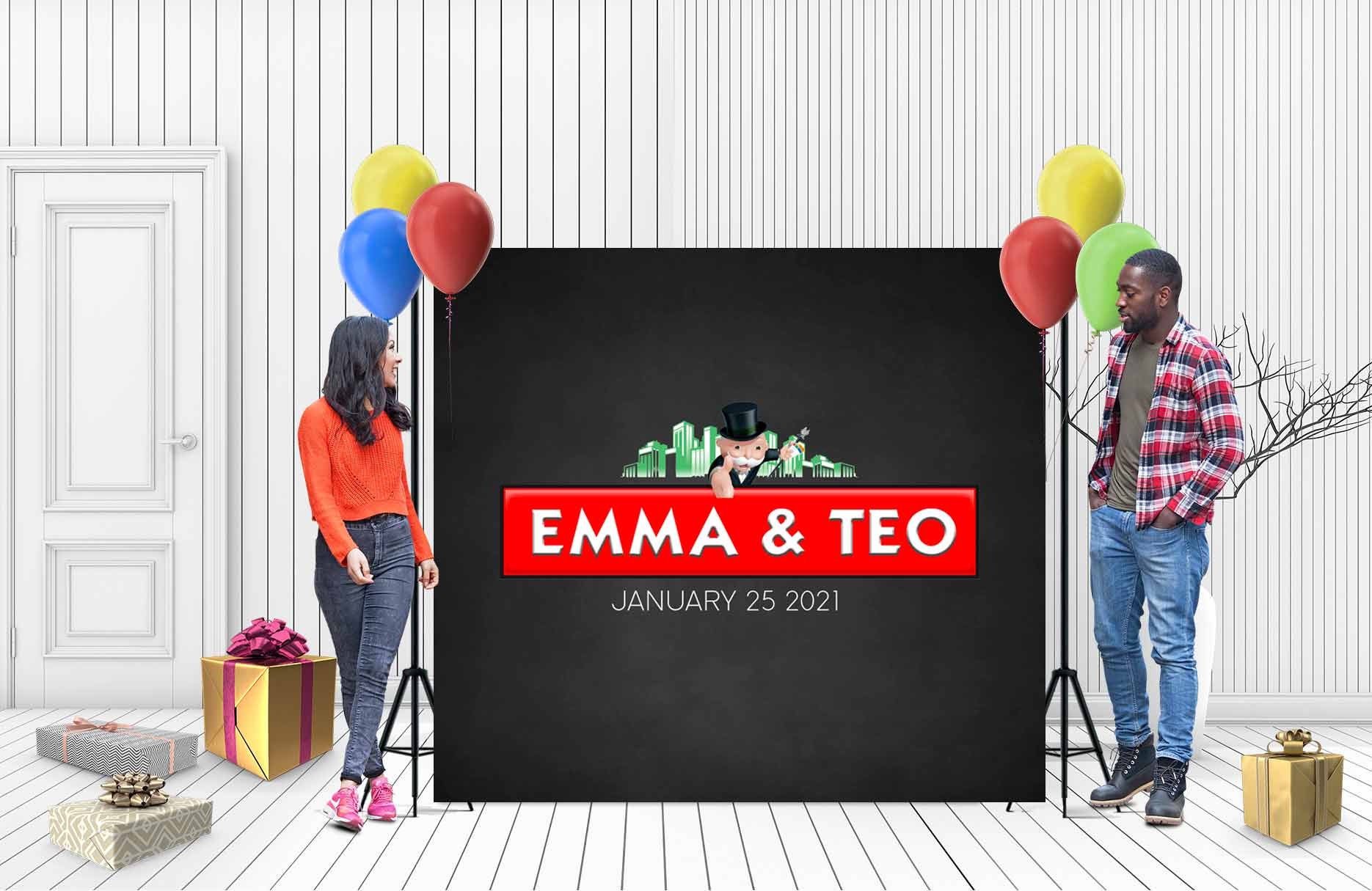 PRINTED or DIGITAL Wedding Monopoly backdrop Monopoly | Etsy