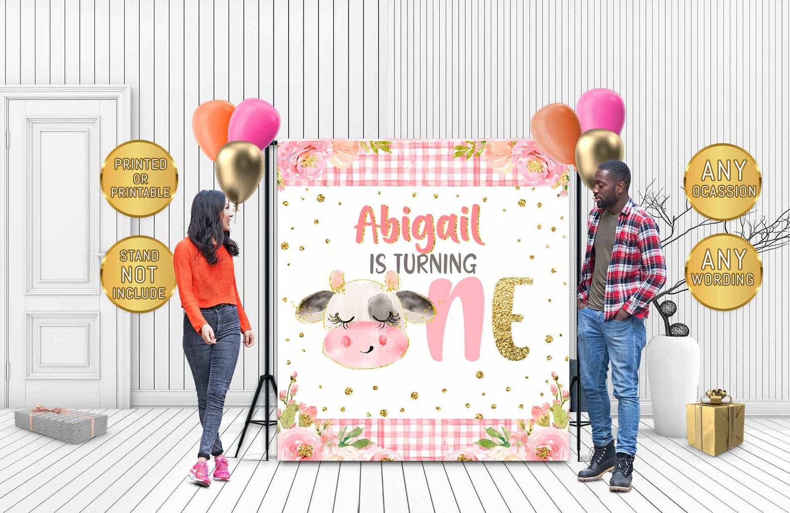 PRINTED or PRINTABLE Cow backdrop cow cow banner farm | Etsy