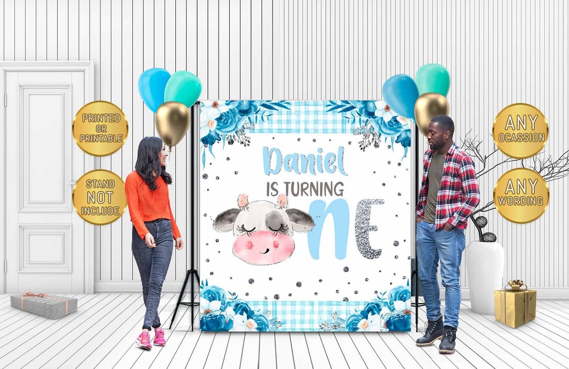 PRINTED or PRINTABLE Cow backdrop cow cow banner farm | Etsy