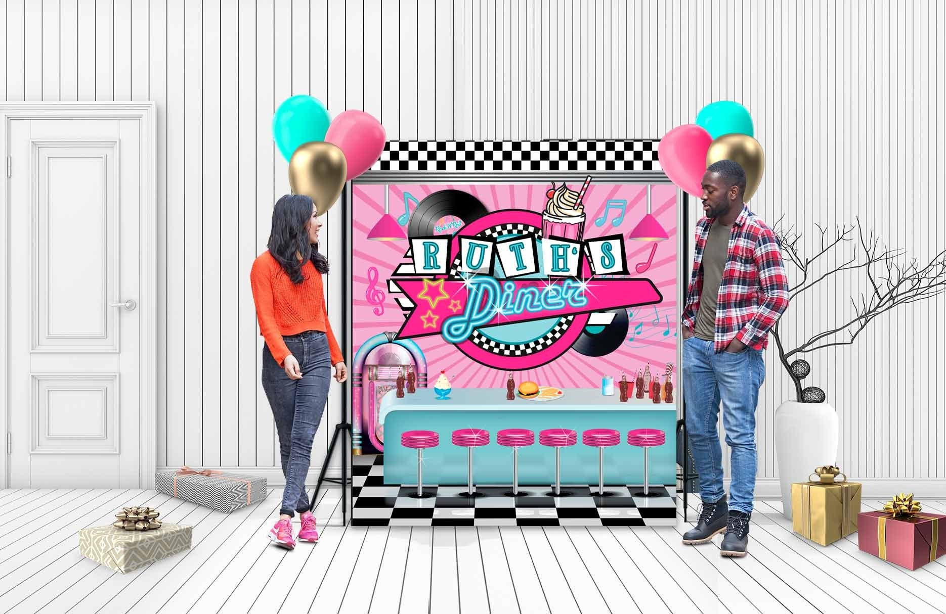 PRINTED rock'n'roll backdrop rock'n'roll | Etsy