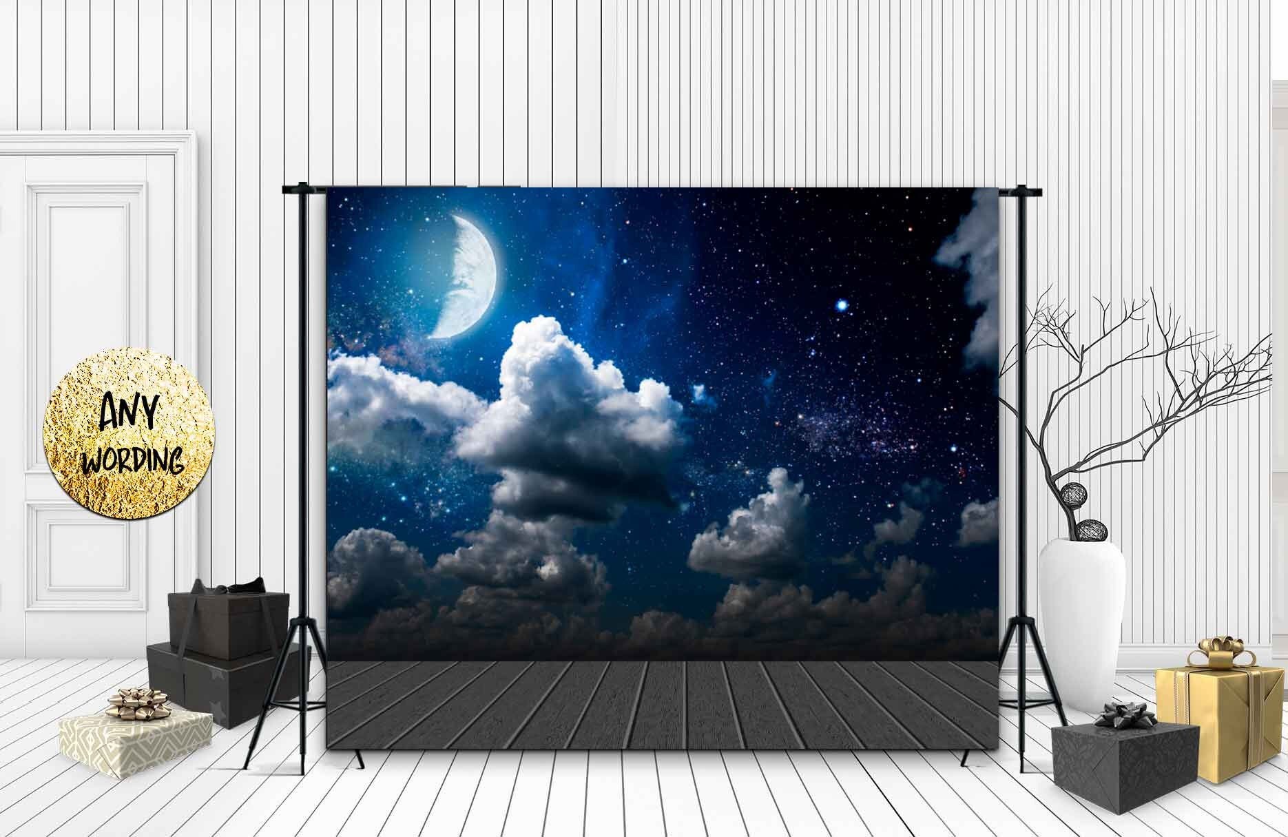 PRINTED Moon backdrop moon banner moon night night | Etsy