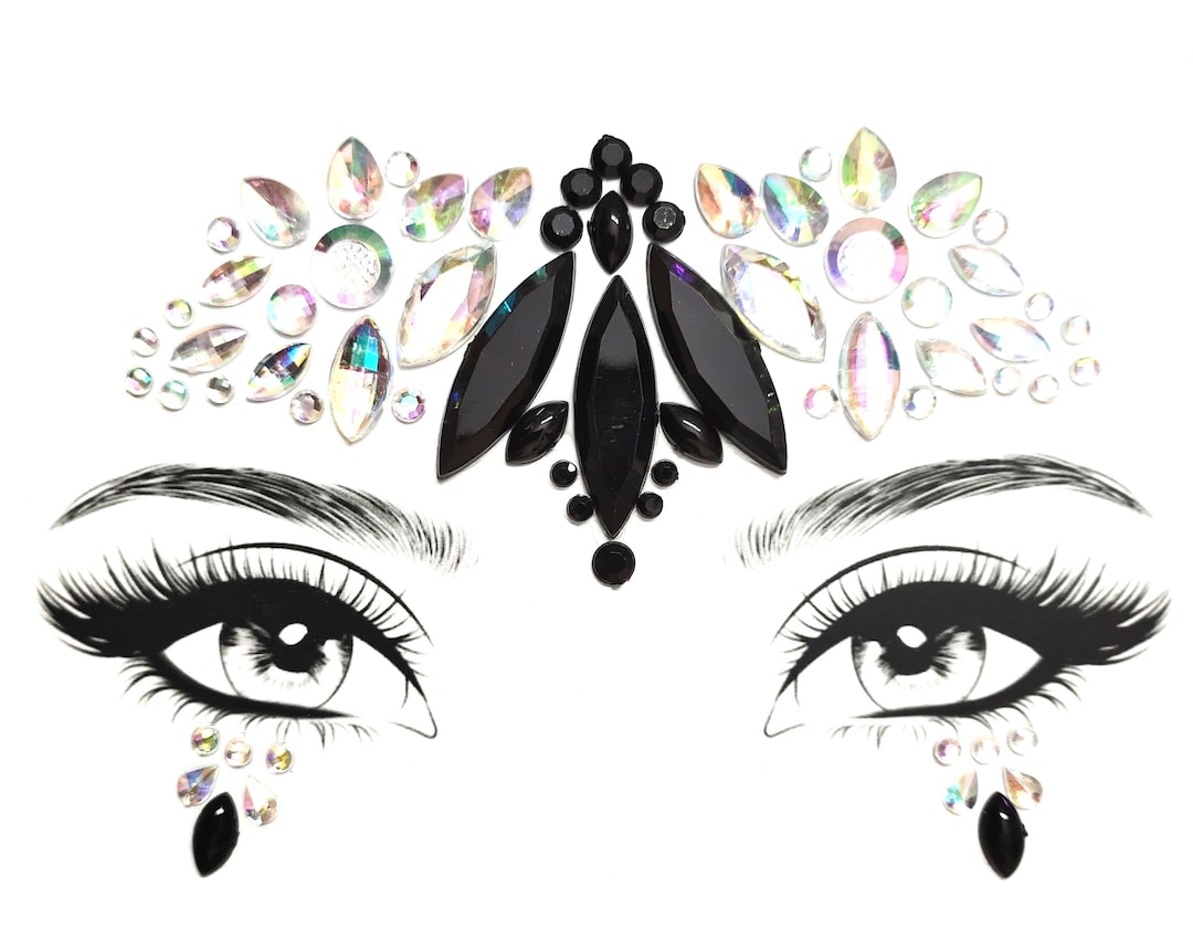 Mgb Jet Iridescent Forehead Face Jewelsparty Jewelsface Gemsfestival Stickersparty Gems Etsy