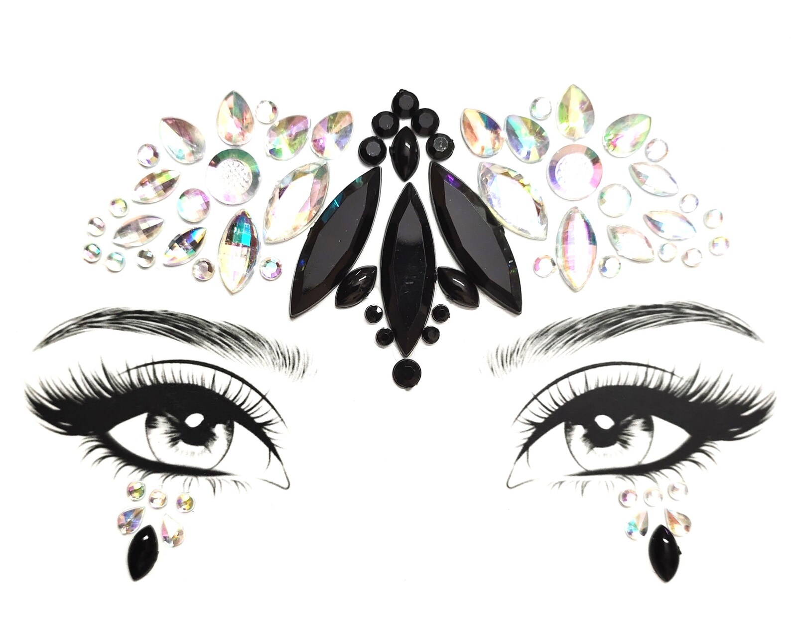 MGB Jet Iridescent Forehead Face Jewels/party Jewels/face - Etsy
