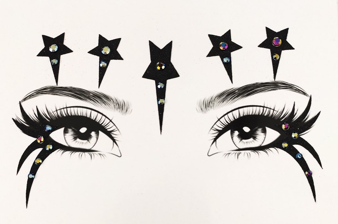 MGB Black Glitter Face & Body Stickers/halloween Face Stickers/face ...
