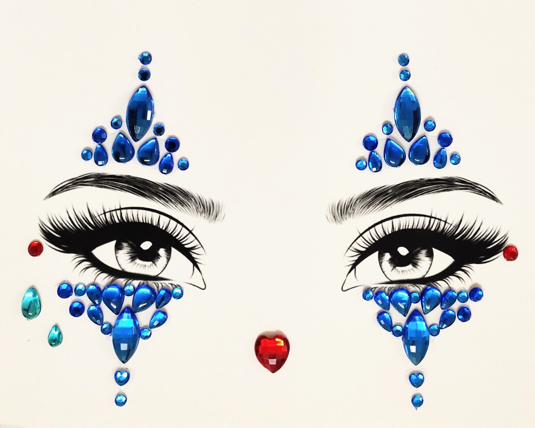 Blue Clown Face Jewels: Self Adhesive Halloween Party Stickers - Etsy