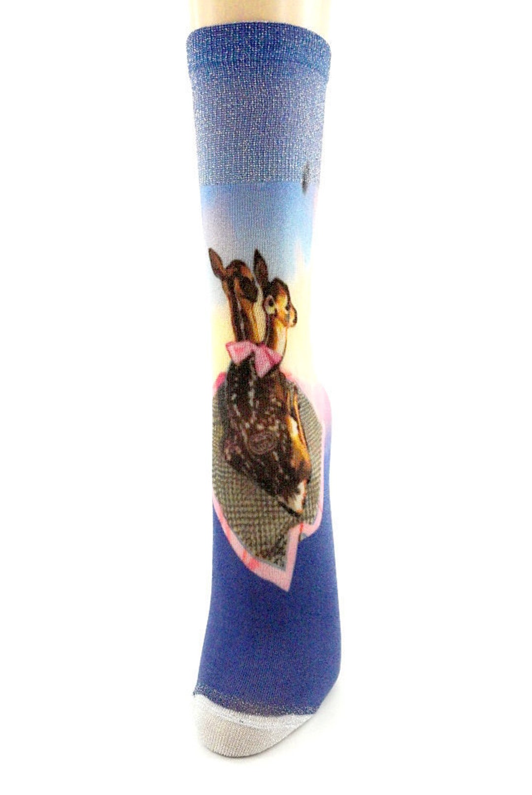 Bambi Socks Girls Ladies Stockings Purple Pink Colorful Glitter Deer ...