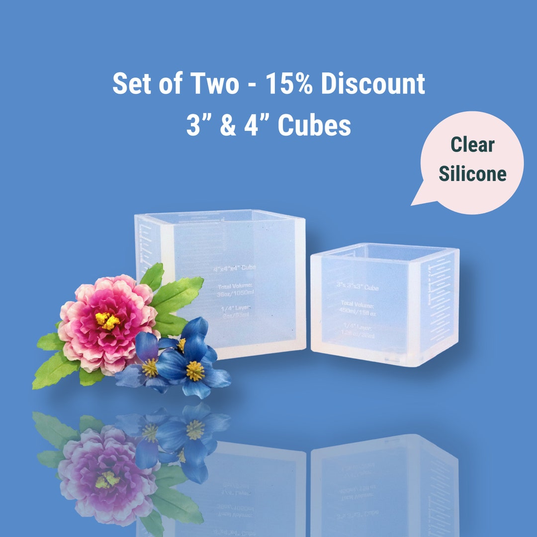 SET of 3” and 4” Clear Silicone Cube Mold / Deep Silicone Mold / Resin ...