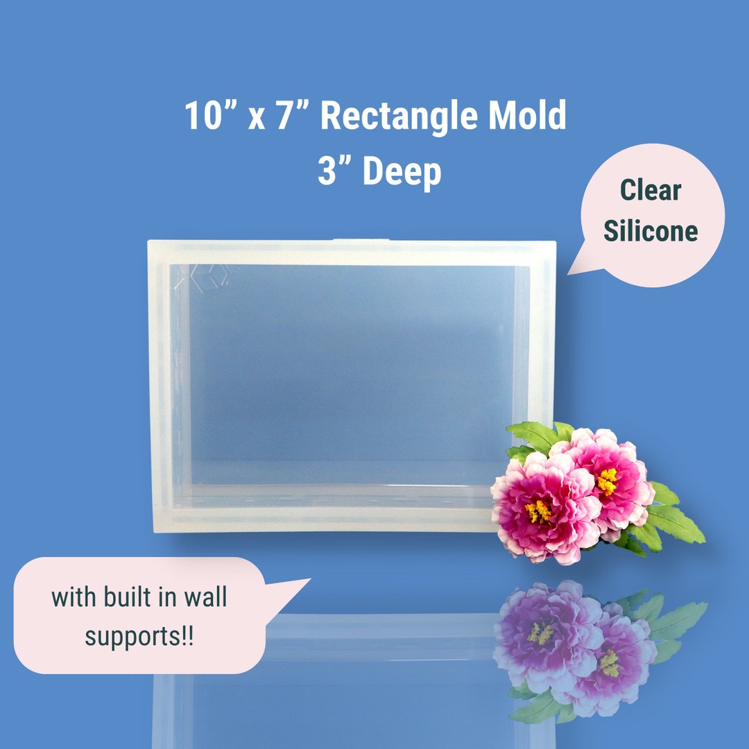 Clear Silicone 10" X 7" X 3" Rectangle Mold / Deep Silicone Block Mold / Resin Mold / Concrete ...