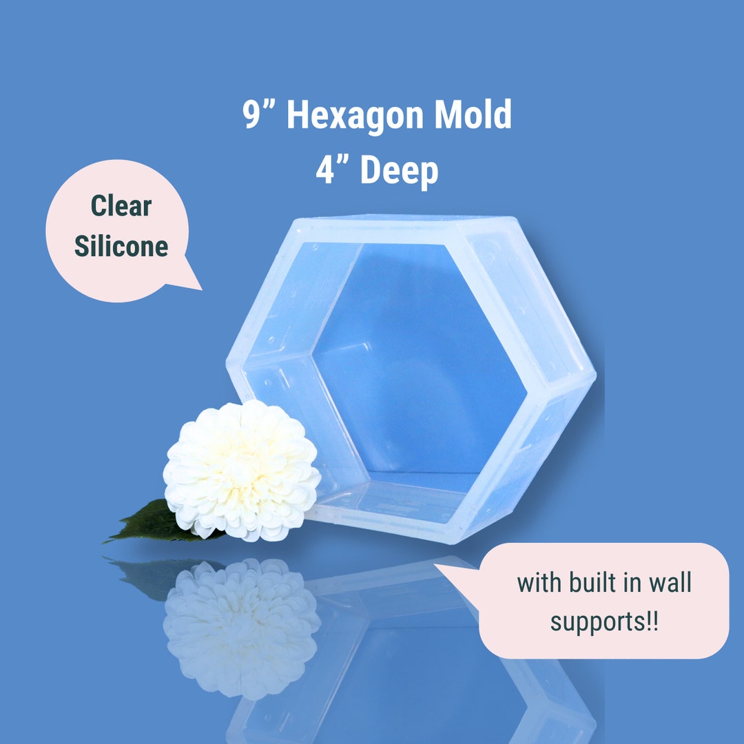 9" Hexagon Clear Silicone Mold EXTRA DEEP / Silicone Resin Block Mold ...