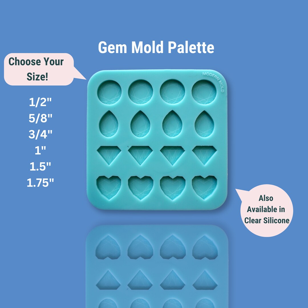 Jewel Gems Mold Palette, Silicone Mold for Earrings or Studs, UV Resin Mold, Mold for Keychains ...