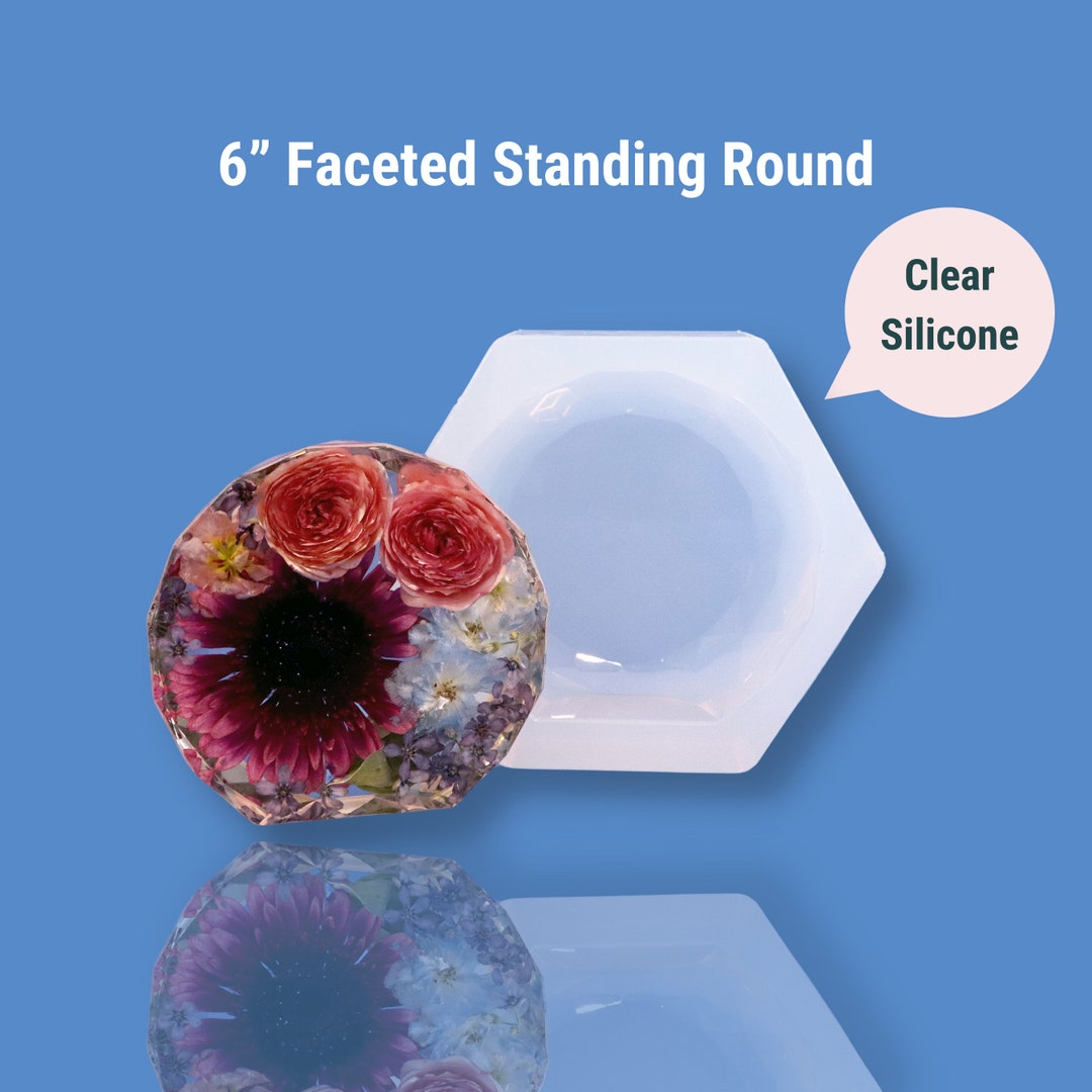 6" Clear Silicone Faceted Standing Round Circle Mold / Deep Silicone ...
