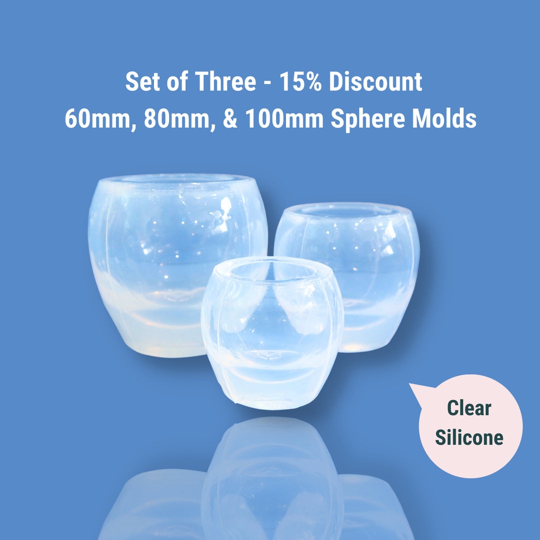 SET of Clear Silicone Sphere Molds 60mm 80mm 100mm / Paperweight Mold ...