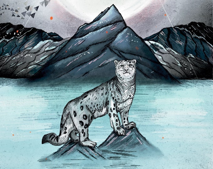 Snow Leopard // A4 Art Print - Etsy