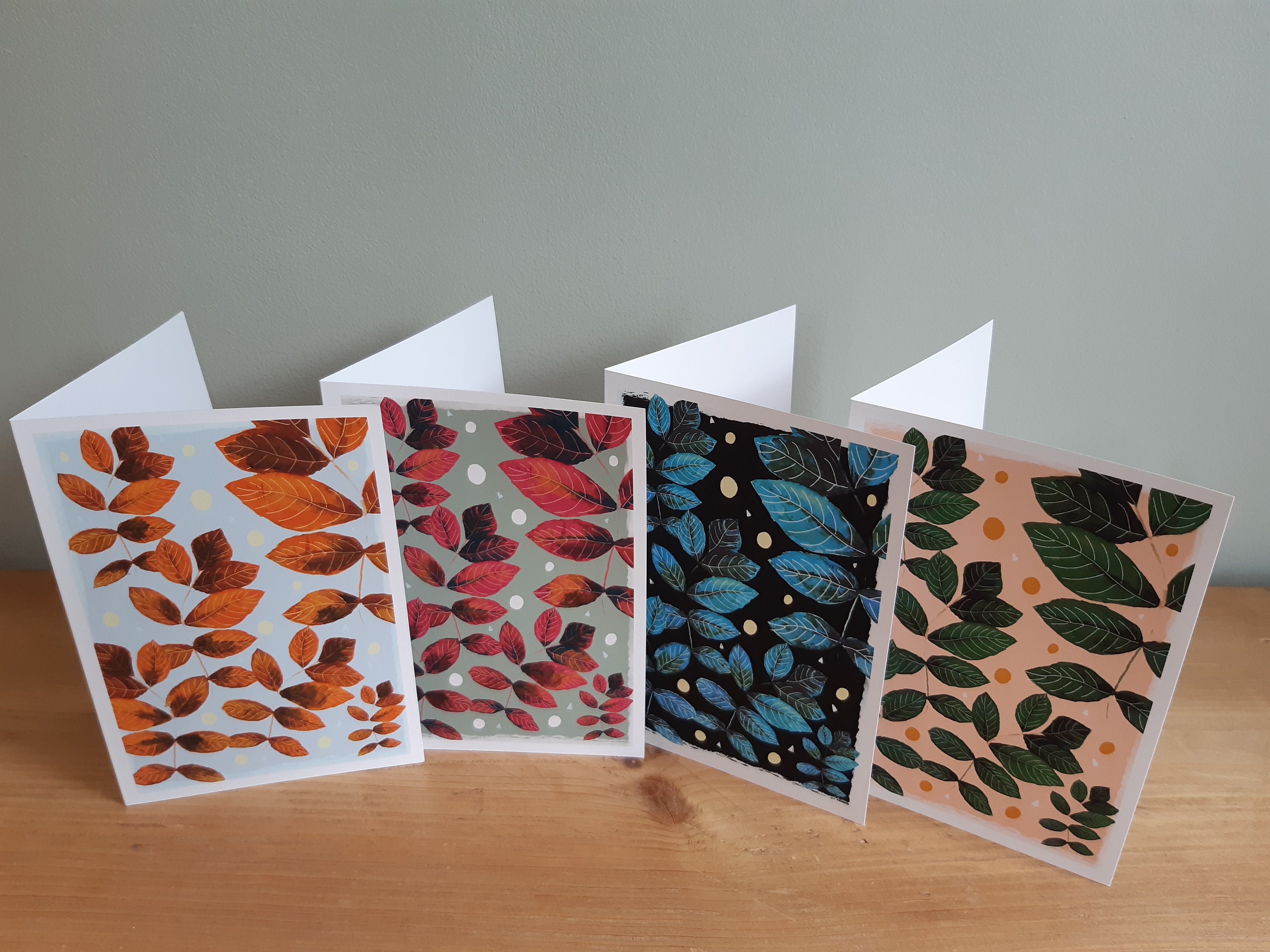 Leaf Notelets/Greeting Cards // Pack of 4 folded notelets with | Etsy